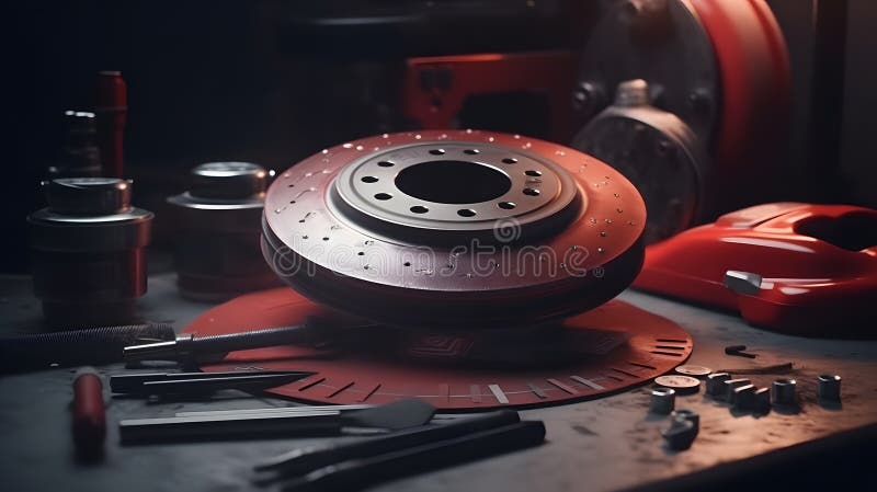Installingnewbrakesonacarwithabrakepadspreade Generative AI Stock ...