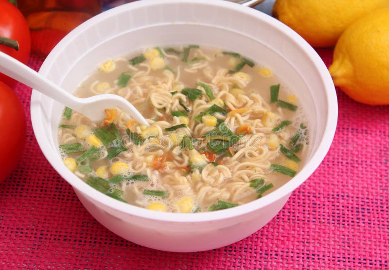 Instand soup stock image. Image of soup, noodles, vegetables - 68061429