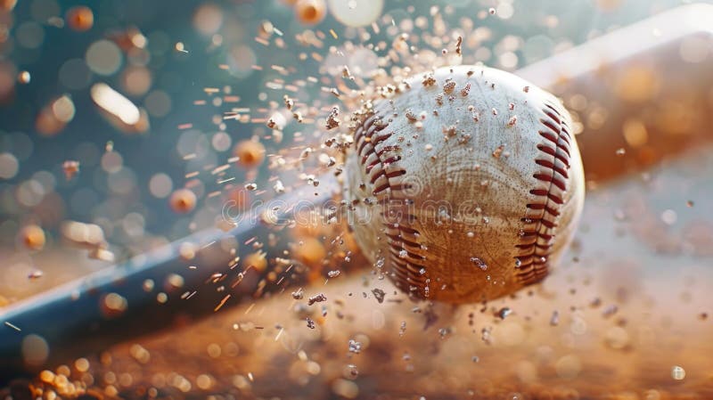 The Instant a Baseball Makes Contact with the Bat, Sparks Flying, with ... The Instant a Baseball Makes Contact with the Bat, Sparks Flying, with ...