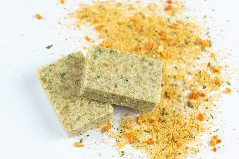 Instant Bouillon and Spice Mix in Cubes and Powder Stock Image - Image ...