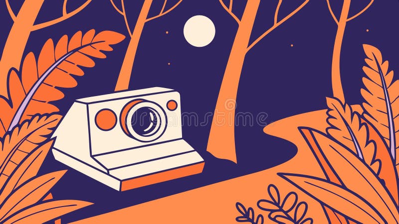 Instant Camera in a Dark and Mysterious Jungle, Vector Design ...