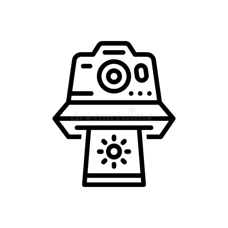 Black Line Icon for Instant Camera, Polaroid Camera and Gadget Stock ...