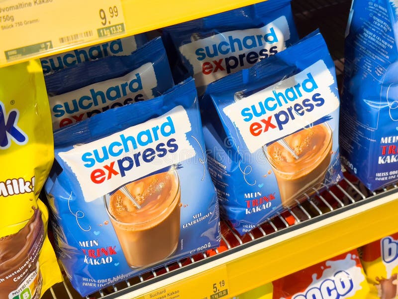 Instant Chocolate Drink Packets Displayed on Store Shelf Editorial ...