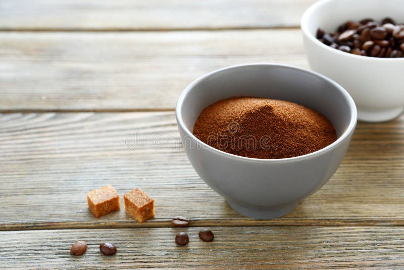 Instant coffee and beans stock photo. Image of roast - 46707000