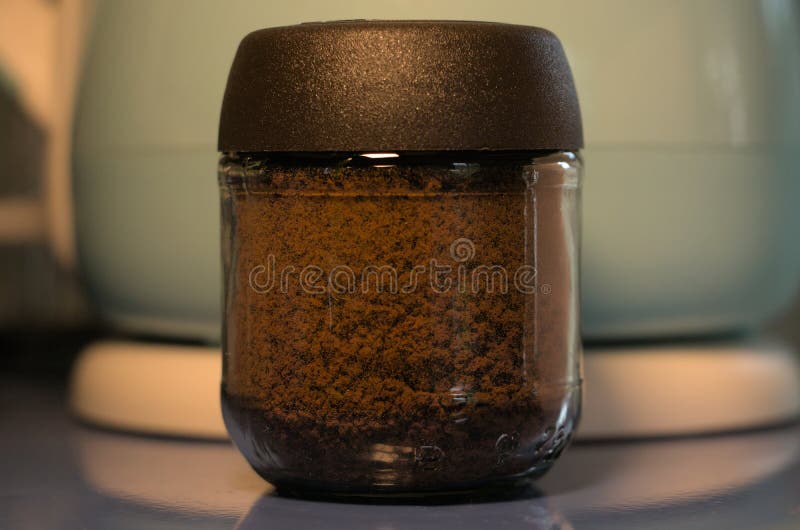 Instant Coffee or Dried Coffee Extract in a Glass Jar Stock Image ...