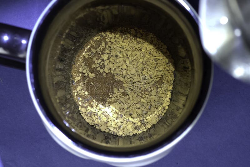 Instant Coffee in Mug before Pouring Boiling Water. Morning Coffee ...