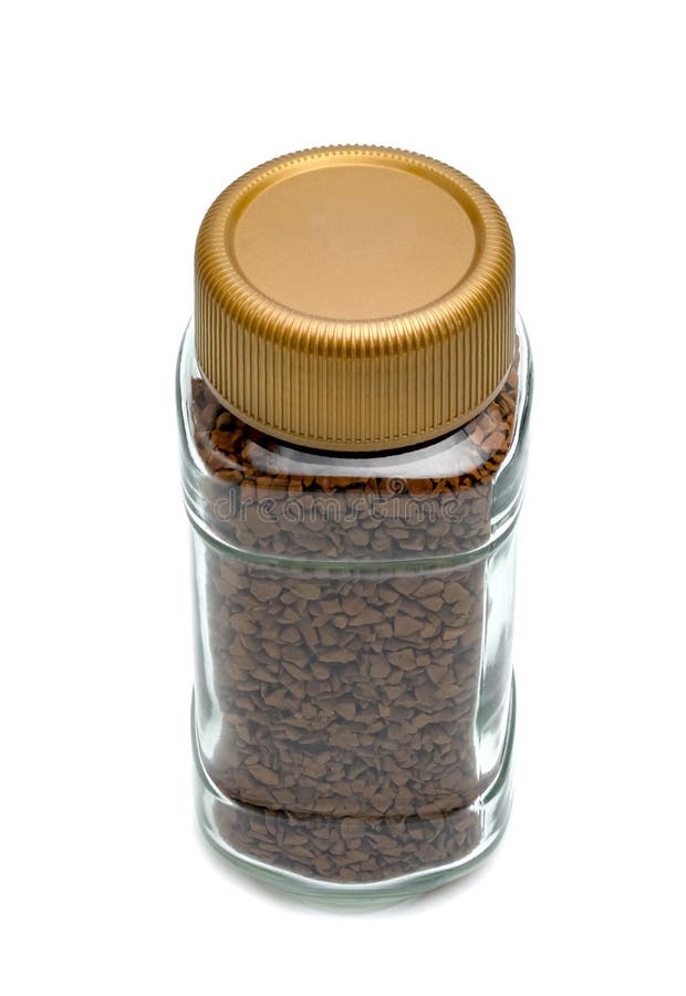 Instant Coffee Powder in Glass Bottle Isolated on White Background ...
