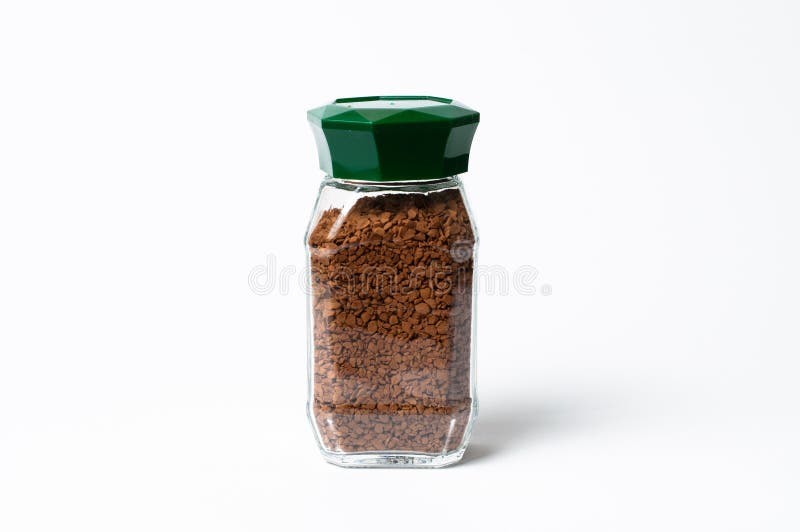 Instant Coffee on White Background. Granulated Coffee Can Isolated ...