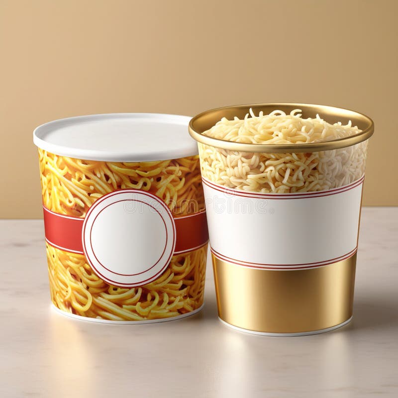 Instant Cup Noodles, Empty Blank Generic Product Packaging Mockup Stock ...