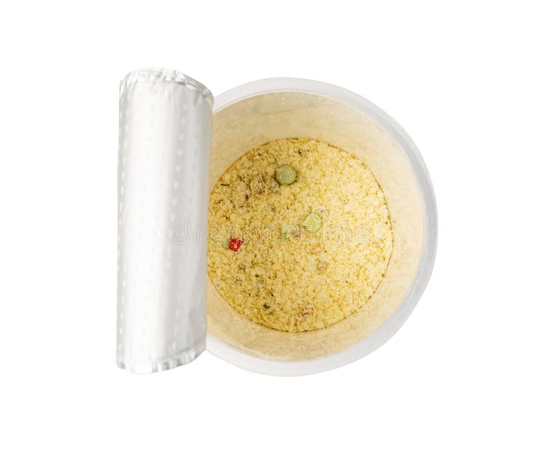 Instant Mashed Potato Powder Isolated, Potato Puree Flakes in a Plastic ...