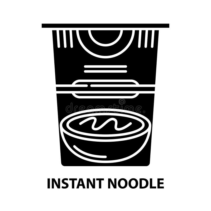 Instant Noodle Icon, Black Vector Sign with Editable Strokes, Concept ...