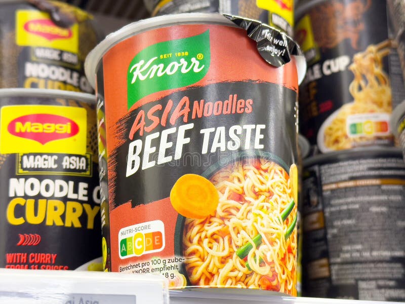 Instant Noodles Cup on Shelf Featuring Asian Beef Flavor Editorial ...