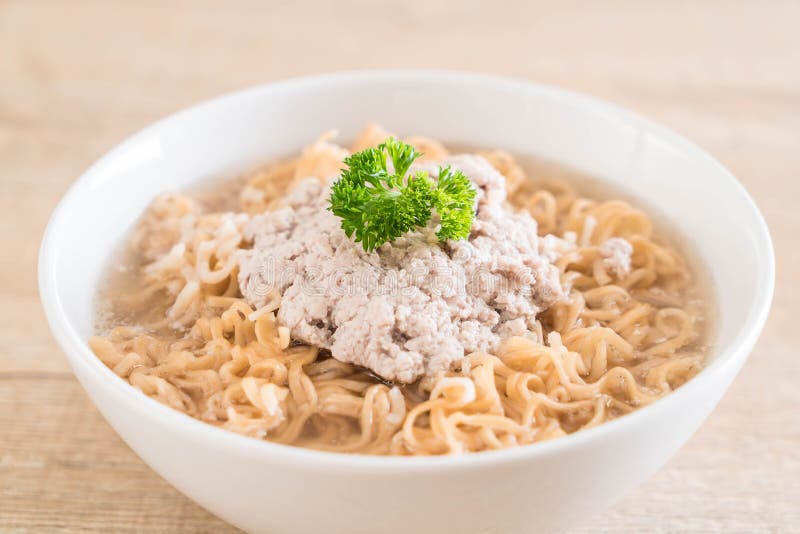 Instant Noodles with Mince Pork Stock Photo - Image of dinner ...