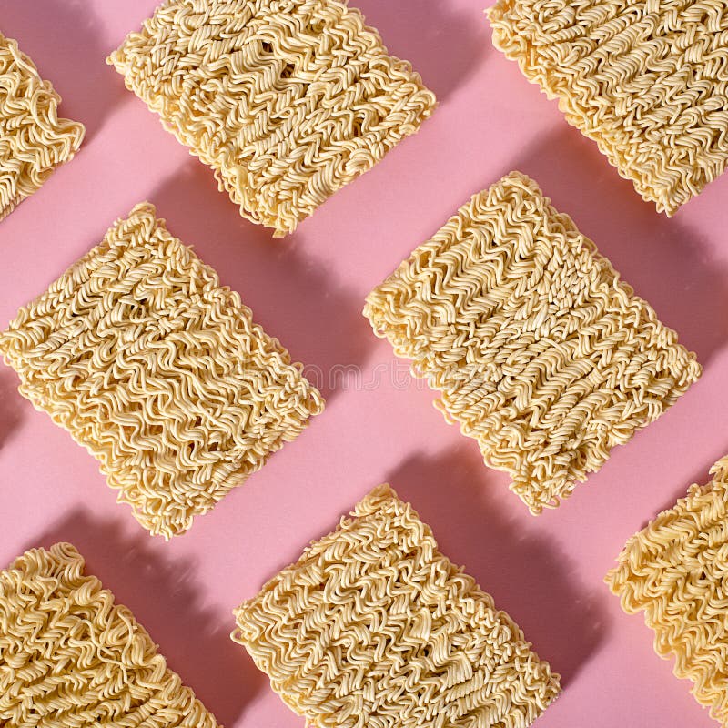Instant Noodles on Pink Background Stock Photo - Image of pasta ...