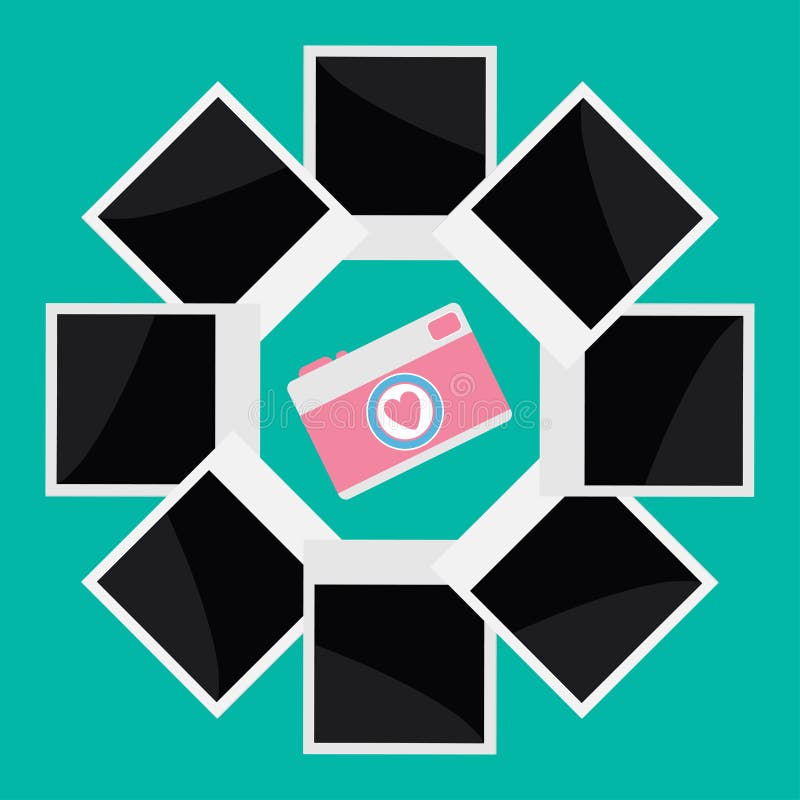 Instant Photo Circle with Camera Camera in Flat Stock Vector ...