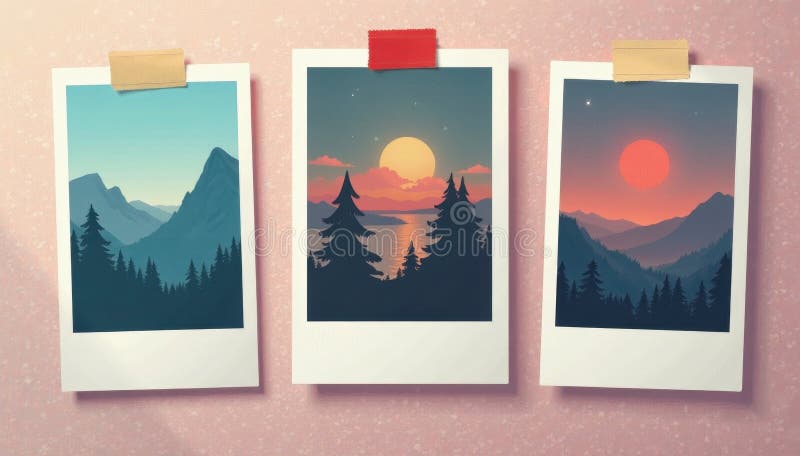 Instant Photo Frames, Adhesive Tapes, Vector Illustration, Memory ...