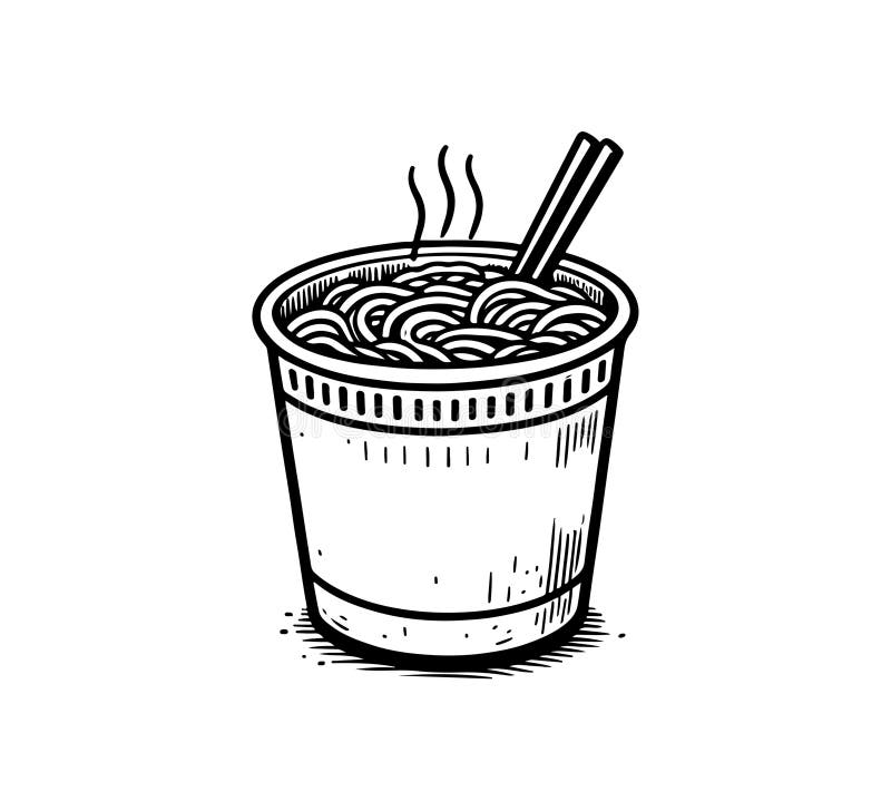 Instant Ramen Cup Hand Drawn Vector Illustration Stock Illustration ...
