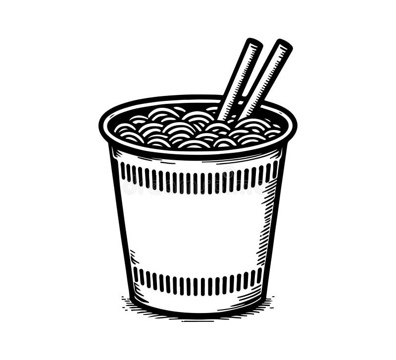 Instant Ramen Cup Hand Drawn Vector Illustration Stock Vector ...
