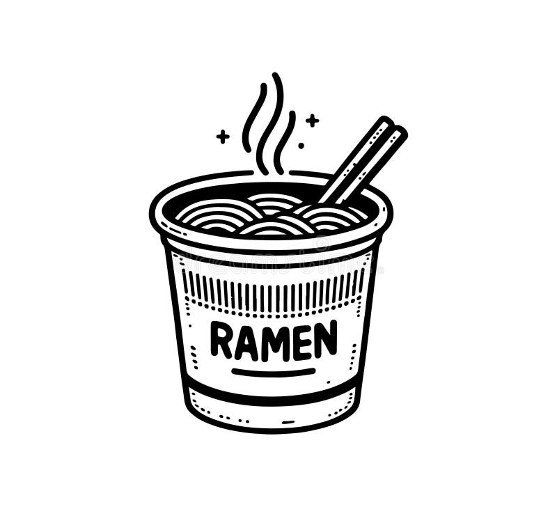 Instant Ramen Cup Hand Drawn Vector Illustration Stock Vector ...