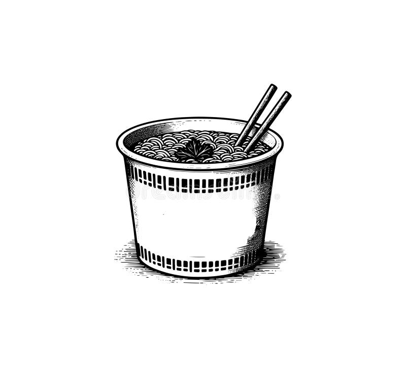 Instant Ramen Cup Hand Drawn Vector Illustration Stock Vector ...