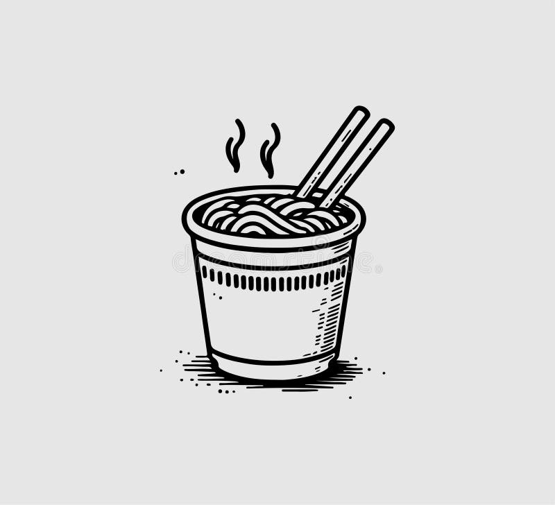 Instant Ramen Cup Hand Drawn Vector Illustration Stock Illustration ...