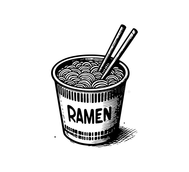Instant Ramen Cup Hand Drawn Vector Illustration Stock Illustration ...