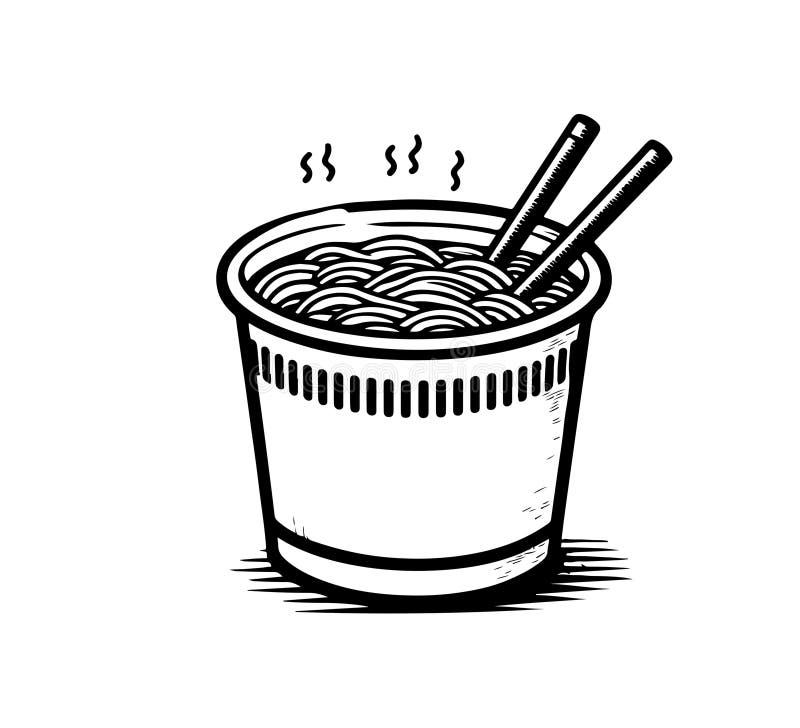 Instant Ramen Cup Hand Drawn Vector Illustration Stock Vector ...