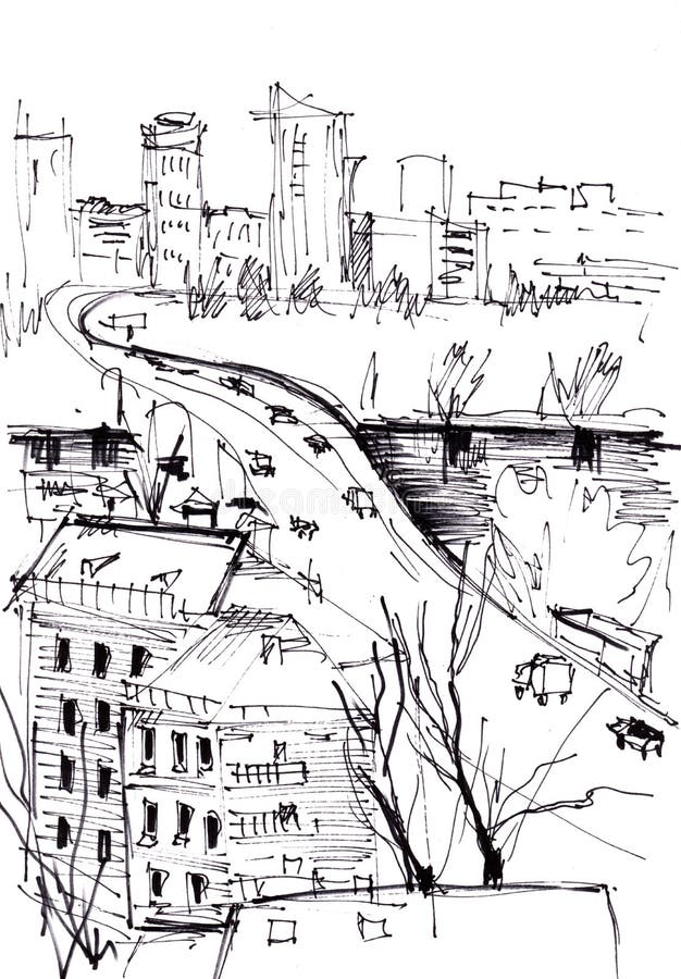Instant sketch, skyline stock illustration. Illustration of sketch ...