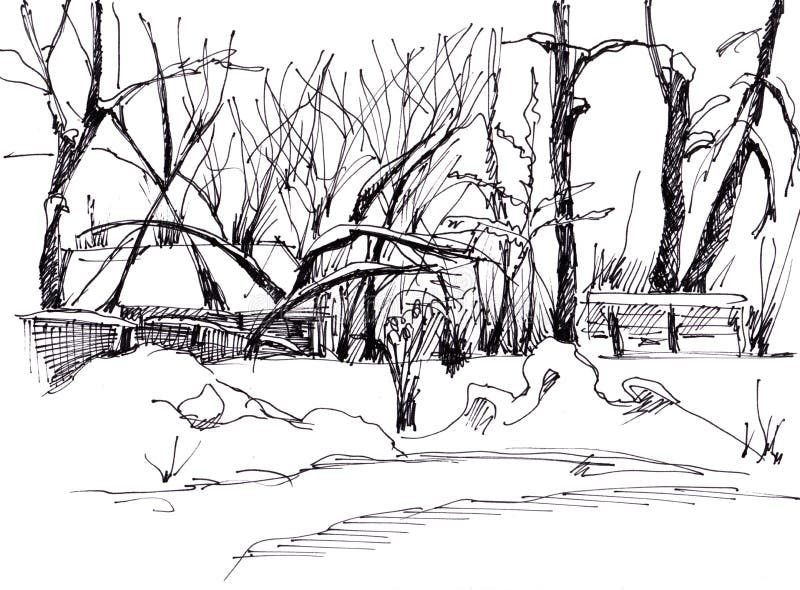 Instant sketch, snow stock illustration. Illustration of drawn - 81145358