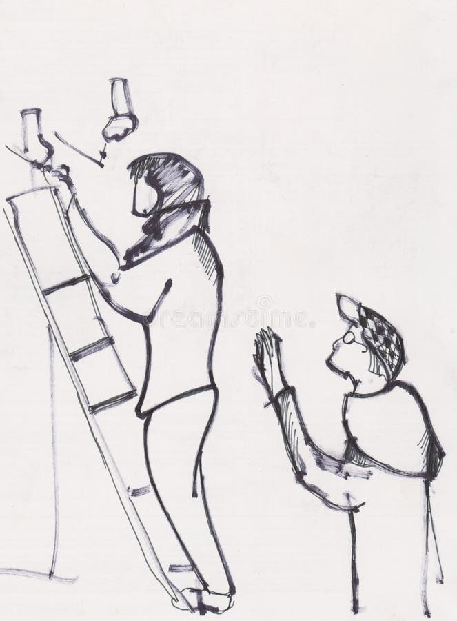 Instant sketch, two men stock illustration. Illustration of drawn ...