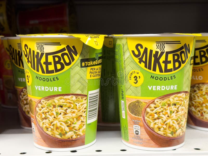 Instant Vegetables Noodle Cups on Shelf at Grocery Store Editorial ...