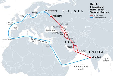 INSTC, International Northâ€“South Transport Corridor, Political Map ...