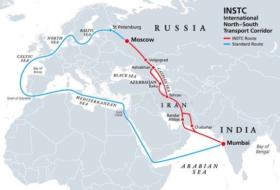 INSTC, International Northâ€“South Transport Corridor, Political Map ...