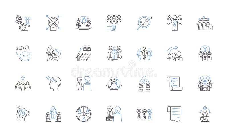Institutional Framework Line Icons Collection. Governance, Policy ...