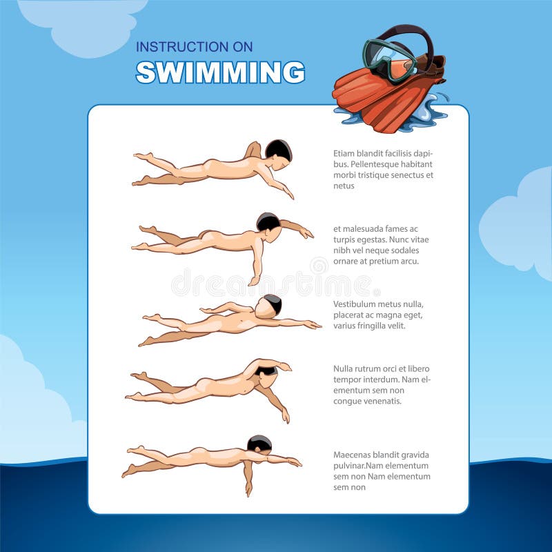 Instruction on swimming stock vector. Illustration of falling - 54937843
