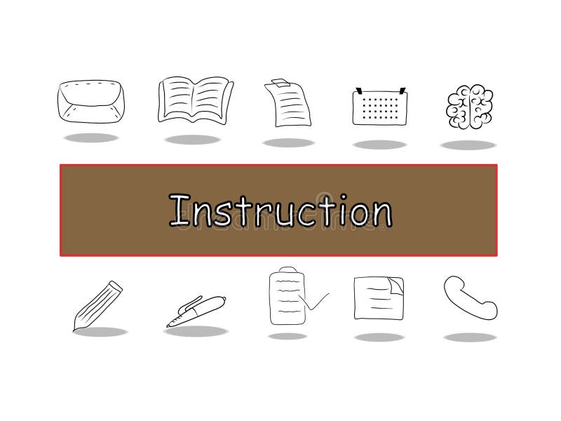Instruction Vector Icon Set. Thin Simple Collection Illustration Black ...