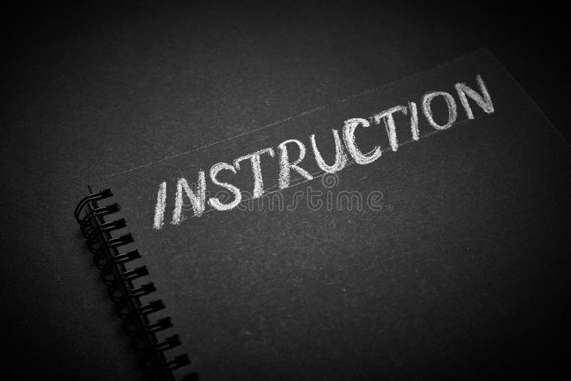 Instruction Word Written on a Notepad with Blank Space. Blank Black ...