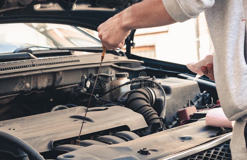 Instructions for Changing the Oil in the Engine. Stock Image - Image of ...