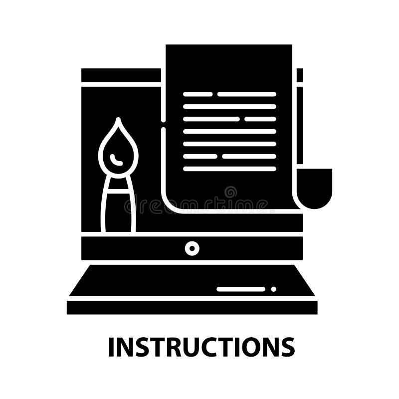 Instructions Icon, Black Vector Sign with Editable Strokes, Concept ...