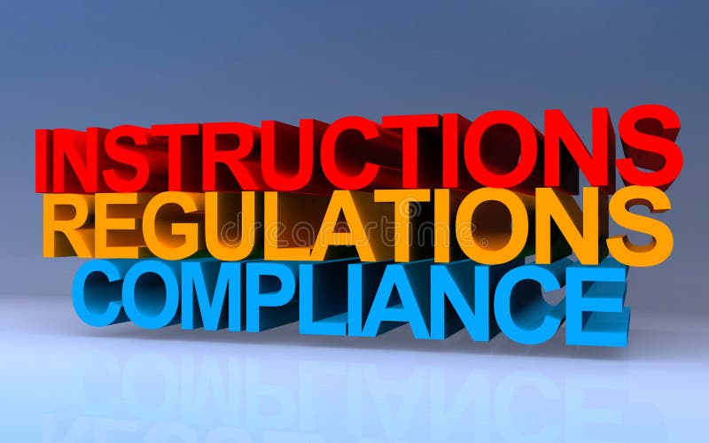 Instructions Regulations Compliance on Blue Stock Photo - Image of ...