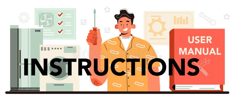 Instructions Typographic Header. User Manual Tutorial Writing Stock ...