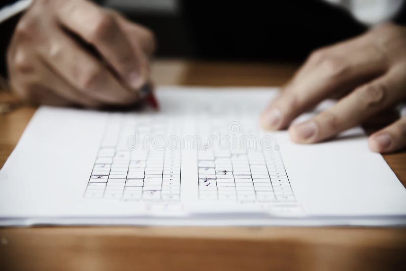 Instructor Checking Multiple Choices Answer Sheet Exam Stock Image ...
