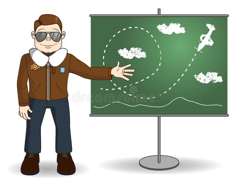 Instructor Del Vuelo De La Historieta Ilustración del Vector ...
