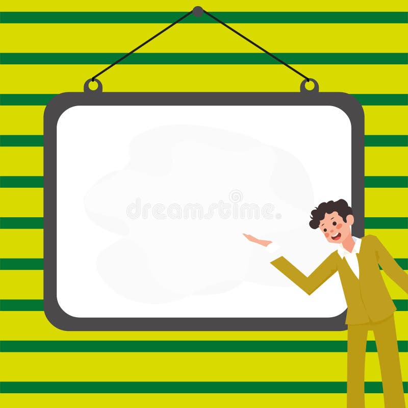 Instructor Drawing Pointing Stick on Empty Whiteboard while Holding Cup ...