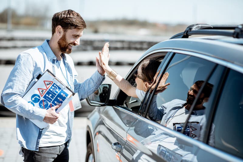Instructor with Driver on the Training Ground Stock Image - Image of ...