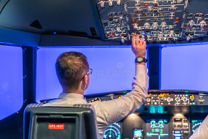 Instructor in Flight Simulator for the Training of the Pilots Editorial ...