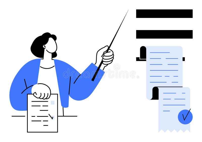 Instructor Presenting Document with Pointer and Checklist Stock Vector ...