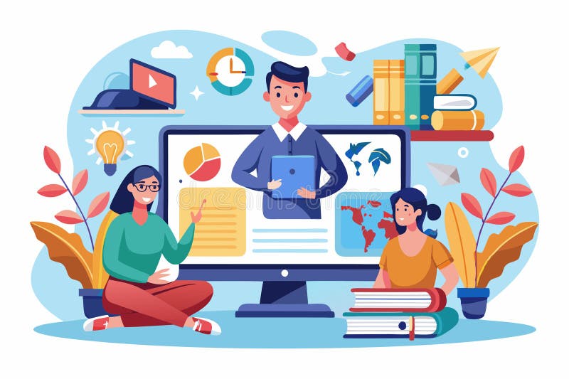 An Instructor Interacts with Students in a Vibrant Digital Classroom ...