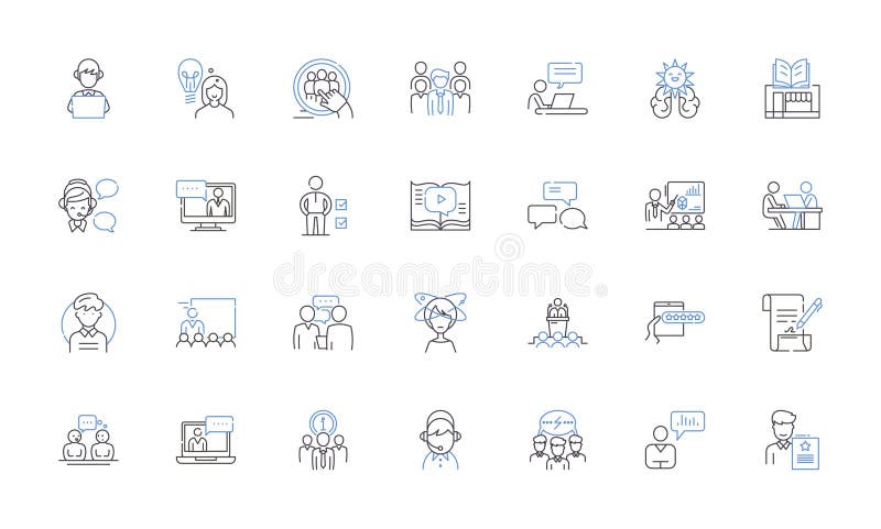 Instructor Line Icons Collection. Educator, Mentor, Teacher, Guide ...