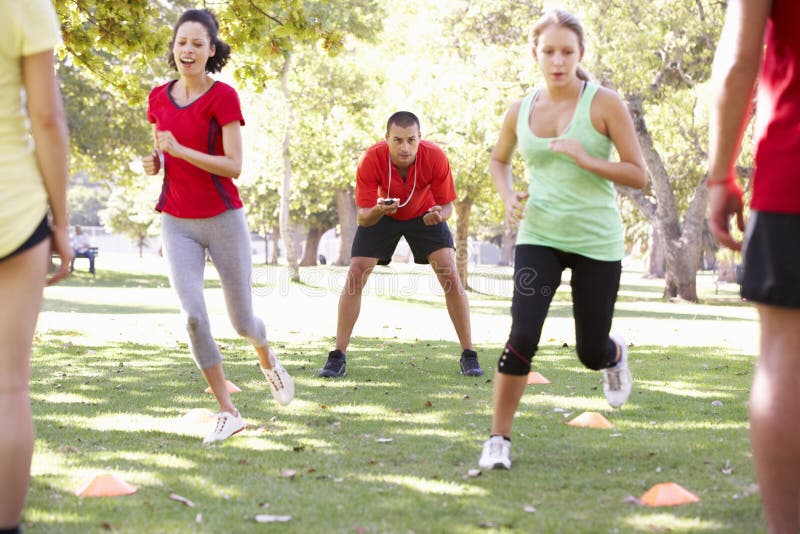 Instructor Running Fitness Boot Camp Stock Image - Image of outdoors ...